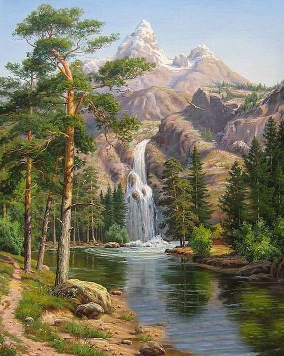 Paint By Numbers - Mountain Landscape - Framed - 40x50cm