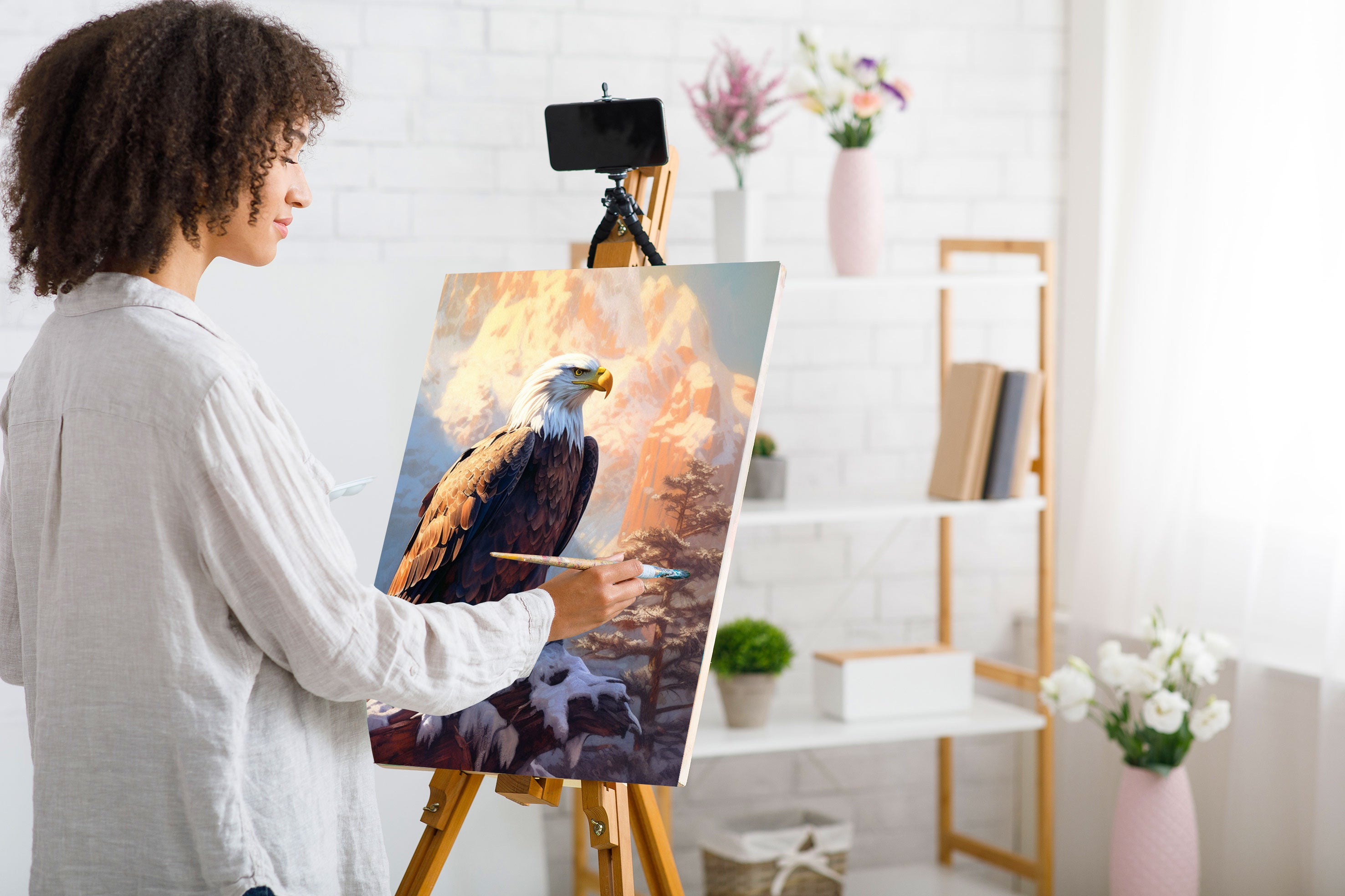 Paint By Numbers - Bald Eagle In Snow - Framed - 40x50cm